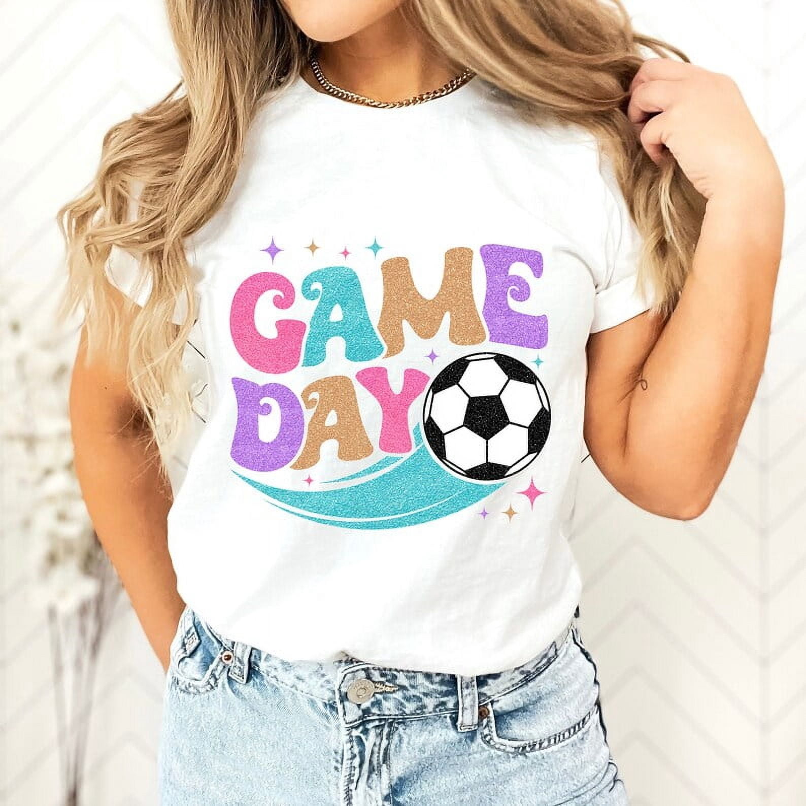 [WHITE] Glitter Game Day PNG, Sparkly Soccer PNG, Sublimation Design ...