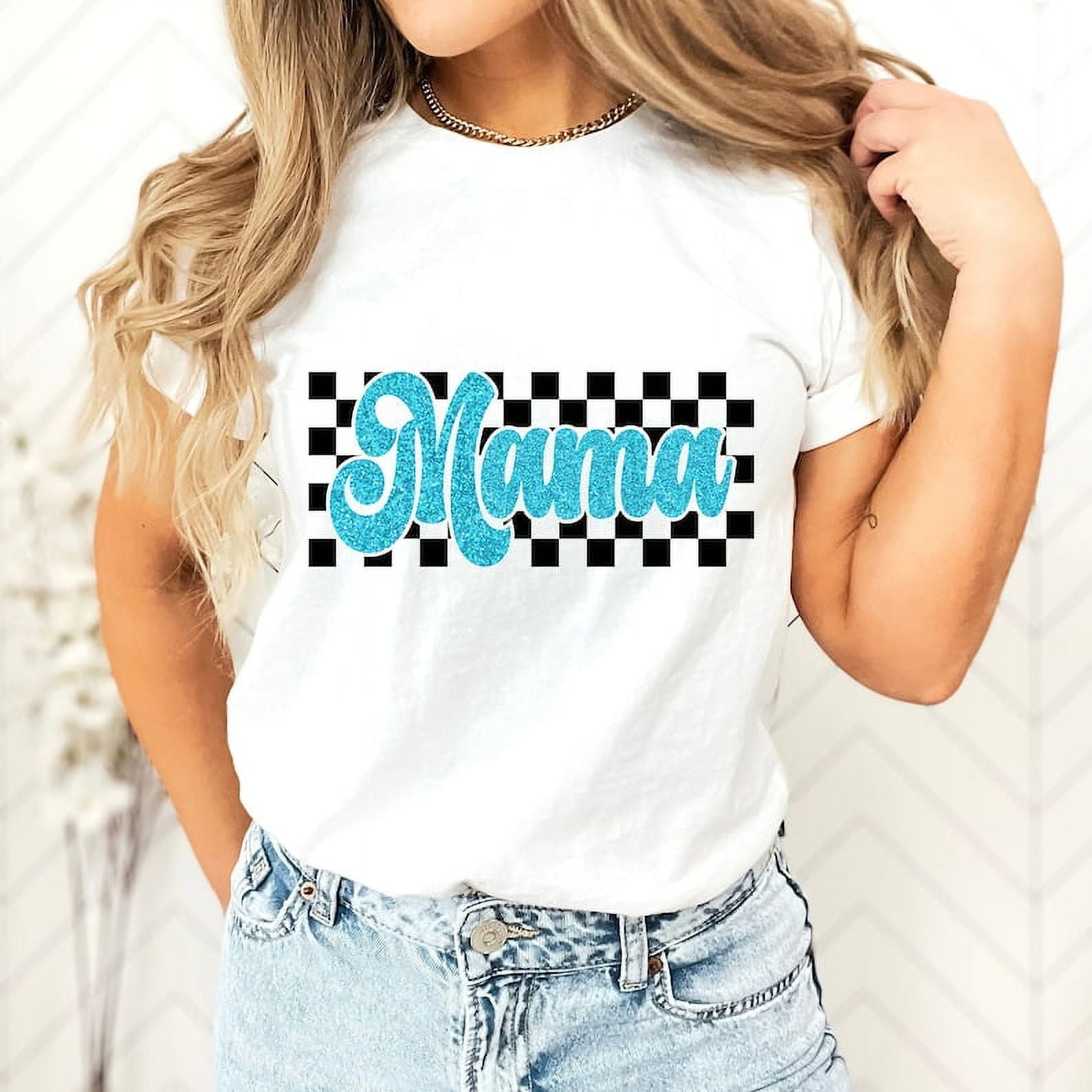 [WHITE] Glitter Retro Mama PNG, Blue Mom PNG, Sublimation Design ...