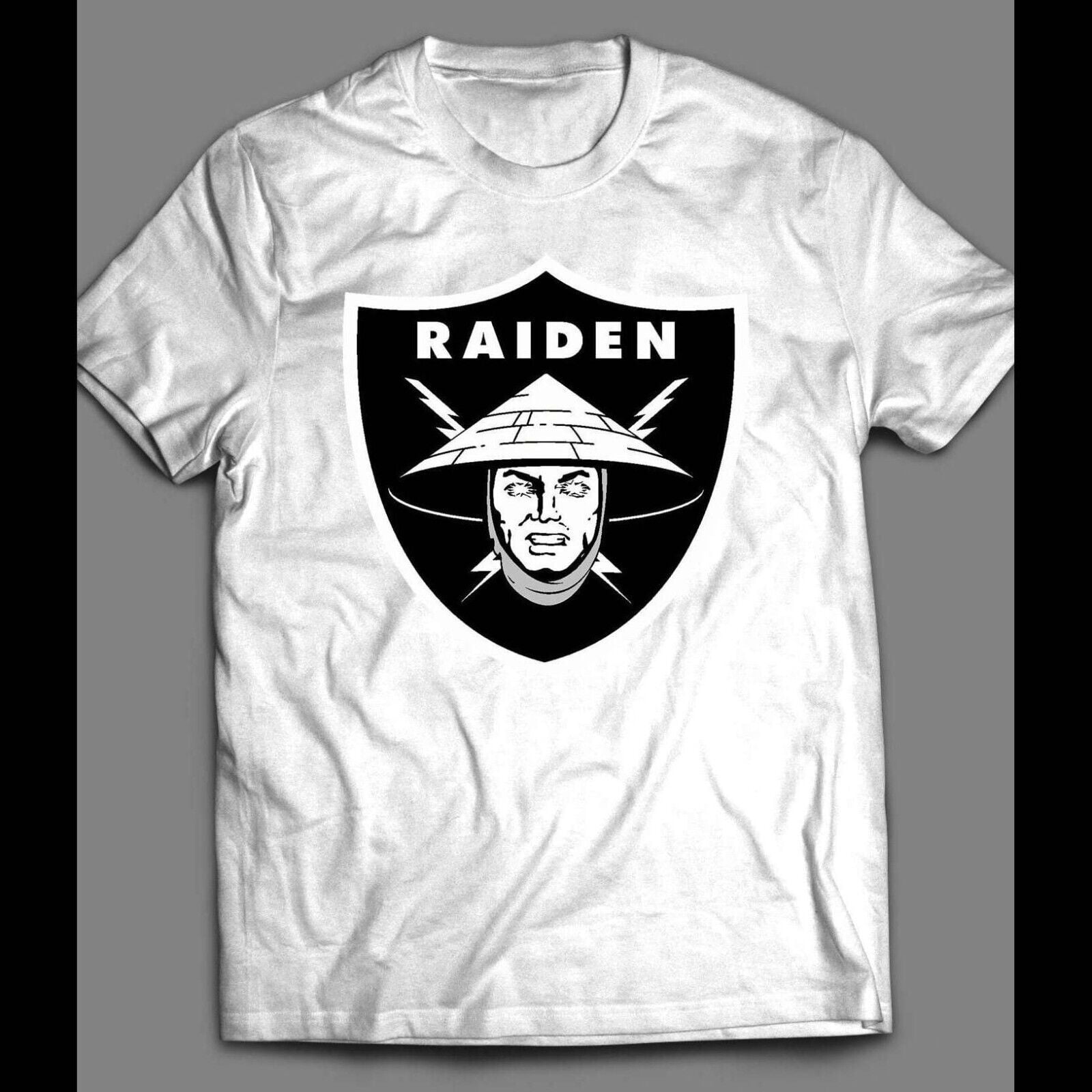 WHITE MORTAL KOMBAT’S RAIDEN SHIELD LOGO SHIRT RAIDERS ADULT NEW SPORTS ...