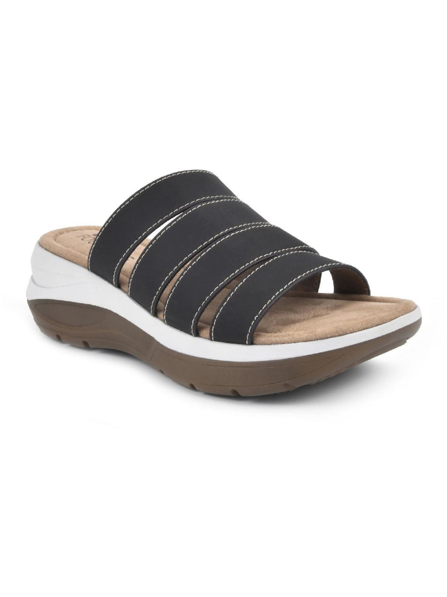 WHITE MOUNTAIN FOOTBEDS Womens Brown Treaded Athletic Outsole Strappy Breathable Comfort ...