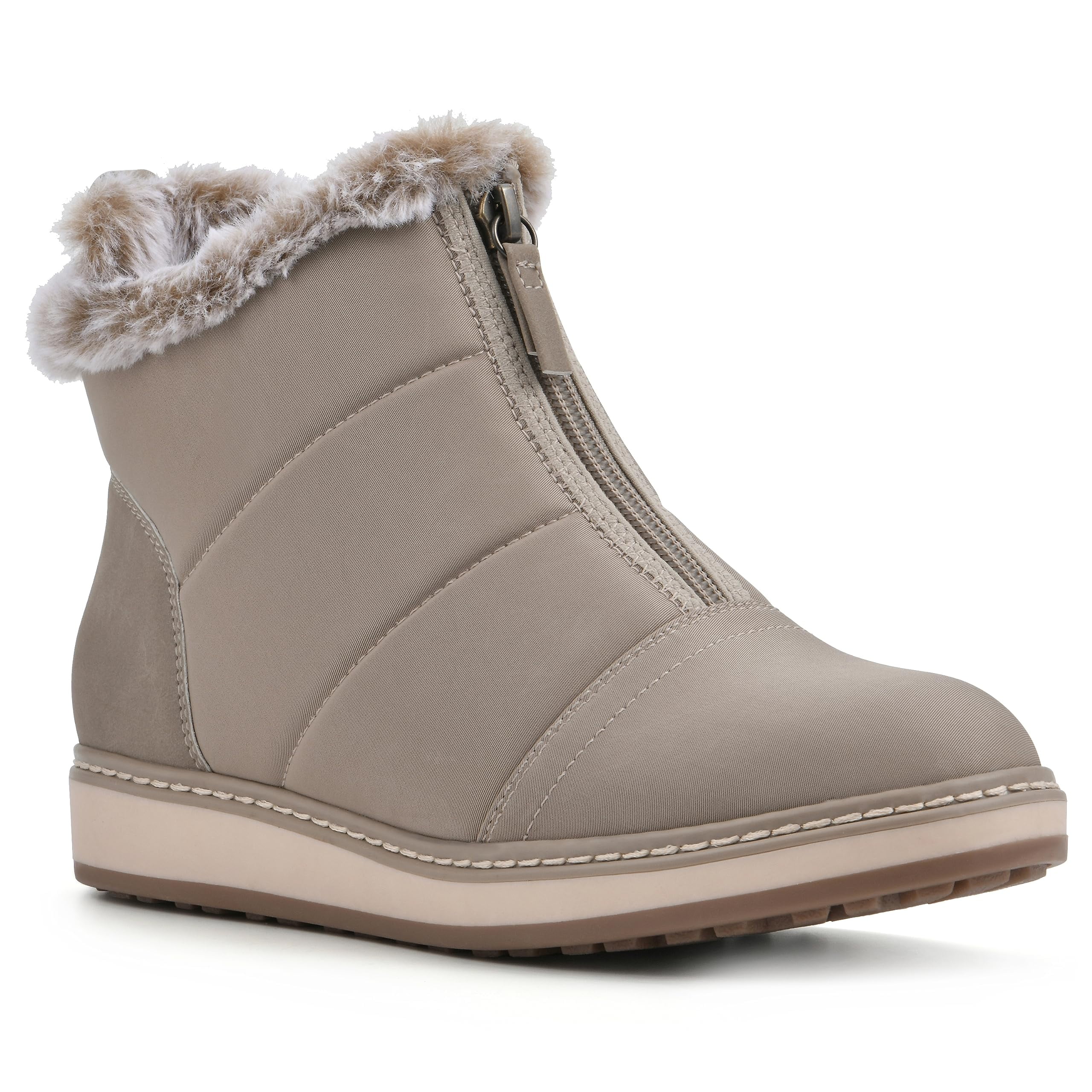 WHITE MOUNTAIN Women's Shoes Tamarin Puffer Ankle Bootie, Sand/Fabric ...