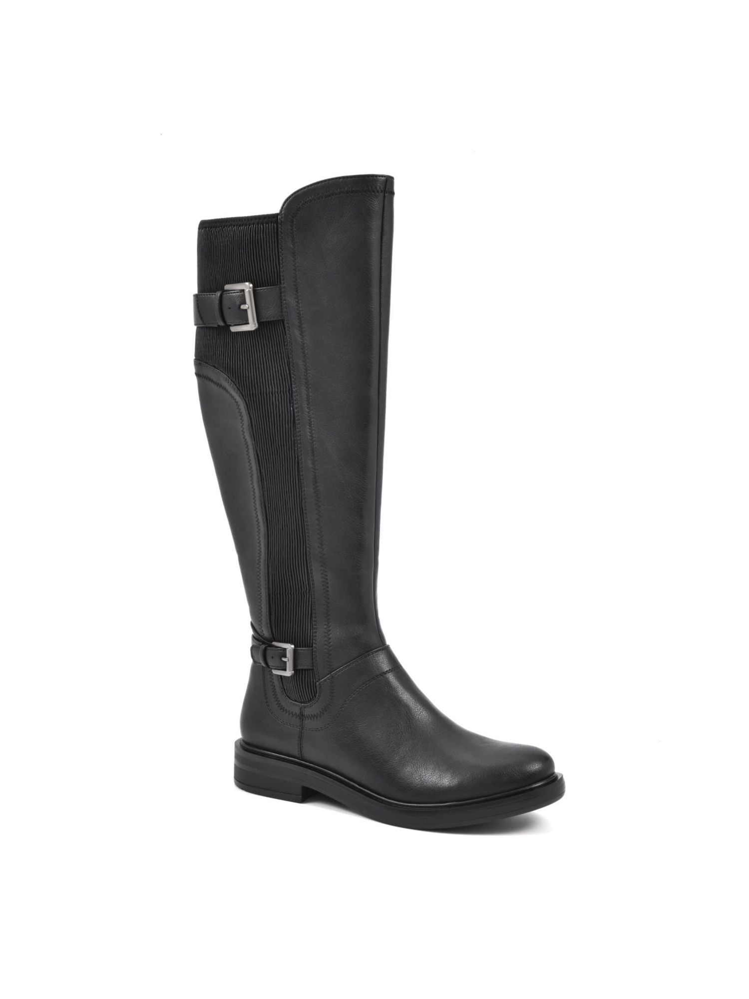 WHITE MOUNTAIN Womens Dark Brown Black Stretch Panels Buckle Accent ...