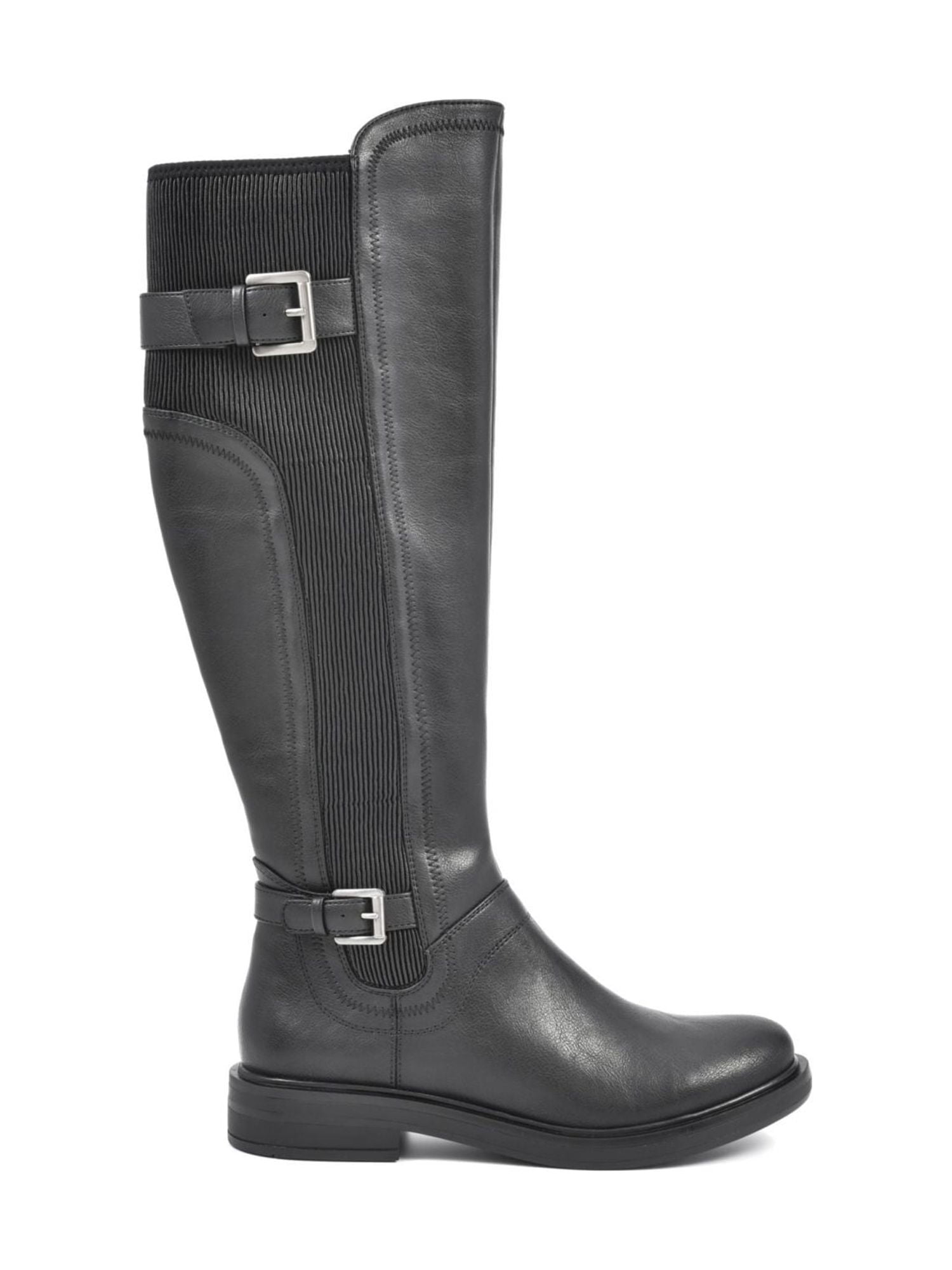 WHITE MOUNTAIN Womens Dark Brown Black Stretch Panels Buckle Accent ...