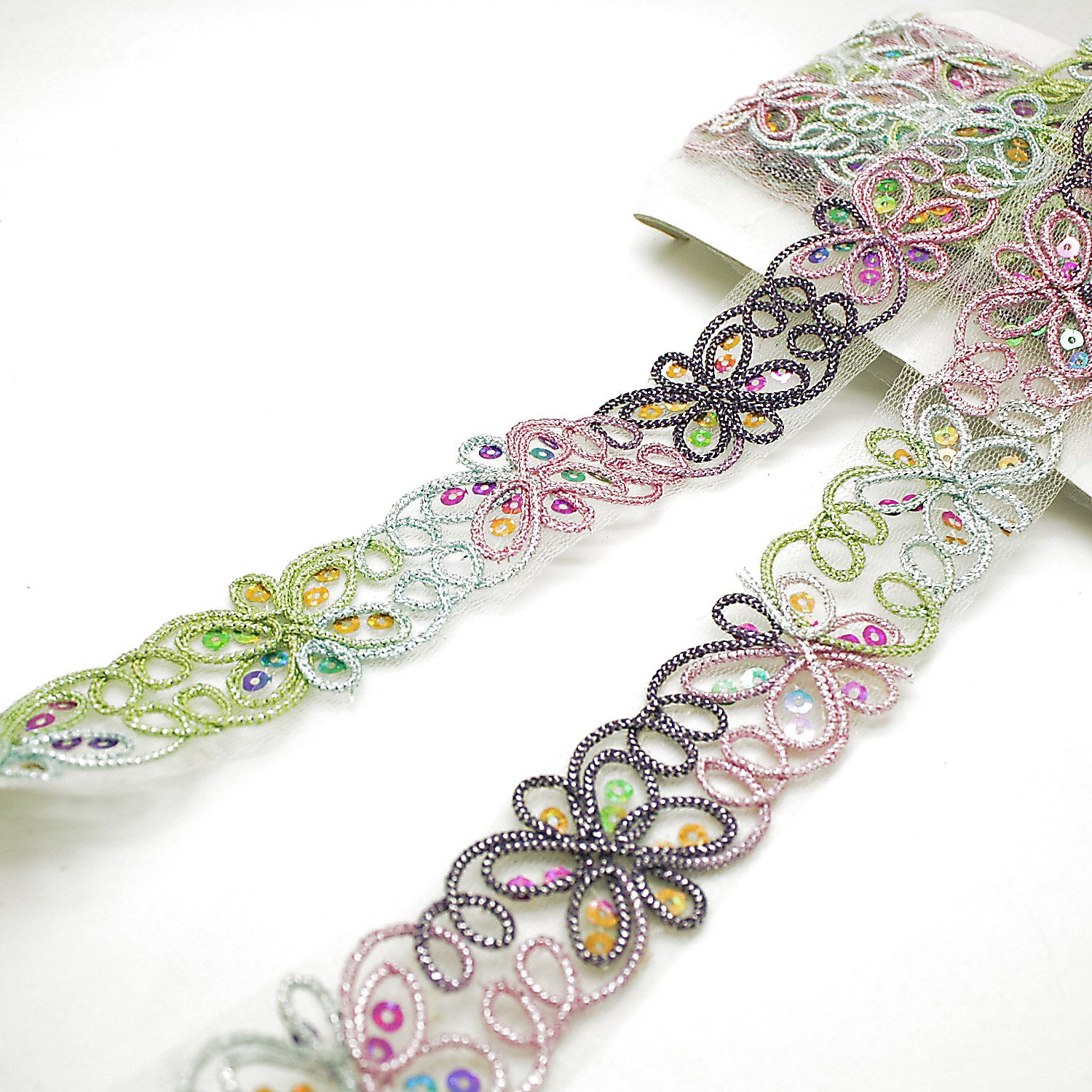 WHITE RAINBOW SEQUIN NET TRIM - sarahi.NYC - Walmart.com