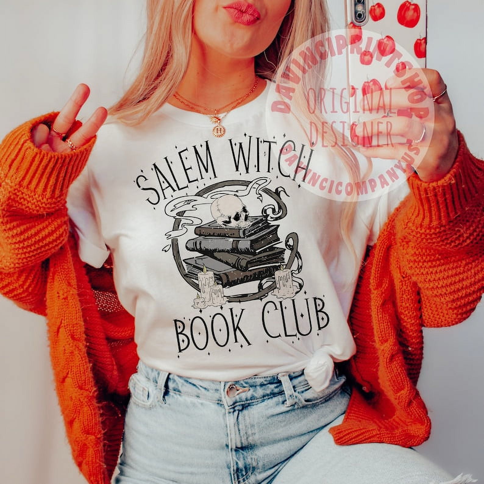 [WHITE] Salem Witch Book Club Shirt - Walmart.com