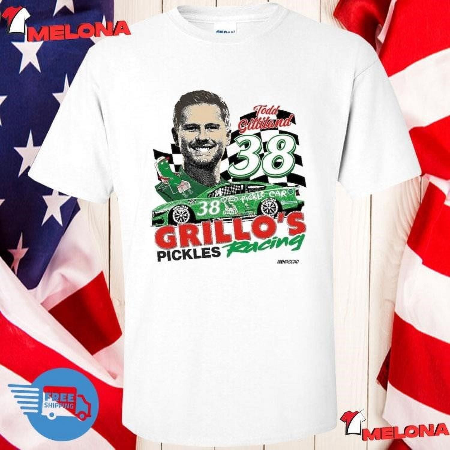 [WHITE] Todd Gilliland Checkered Flag Sports Grillos Pickles Car T ...