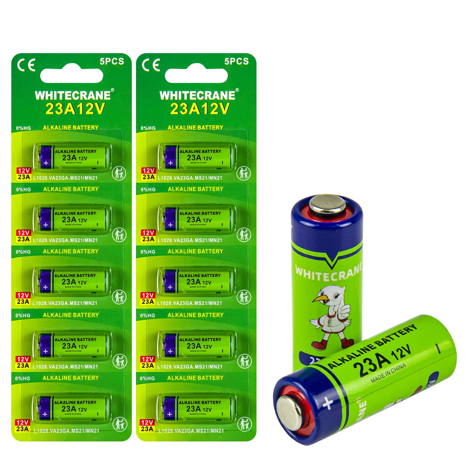 WHITECRANE 10-Pack A23 Batteries, 23A 12V Miniature Alkaline Small ...