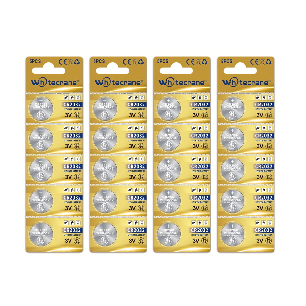 WHITECRANE CR2032 Battery Long-Lasting CR 2032 3V Coin Button Cell ...