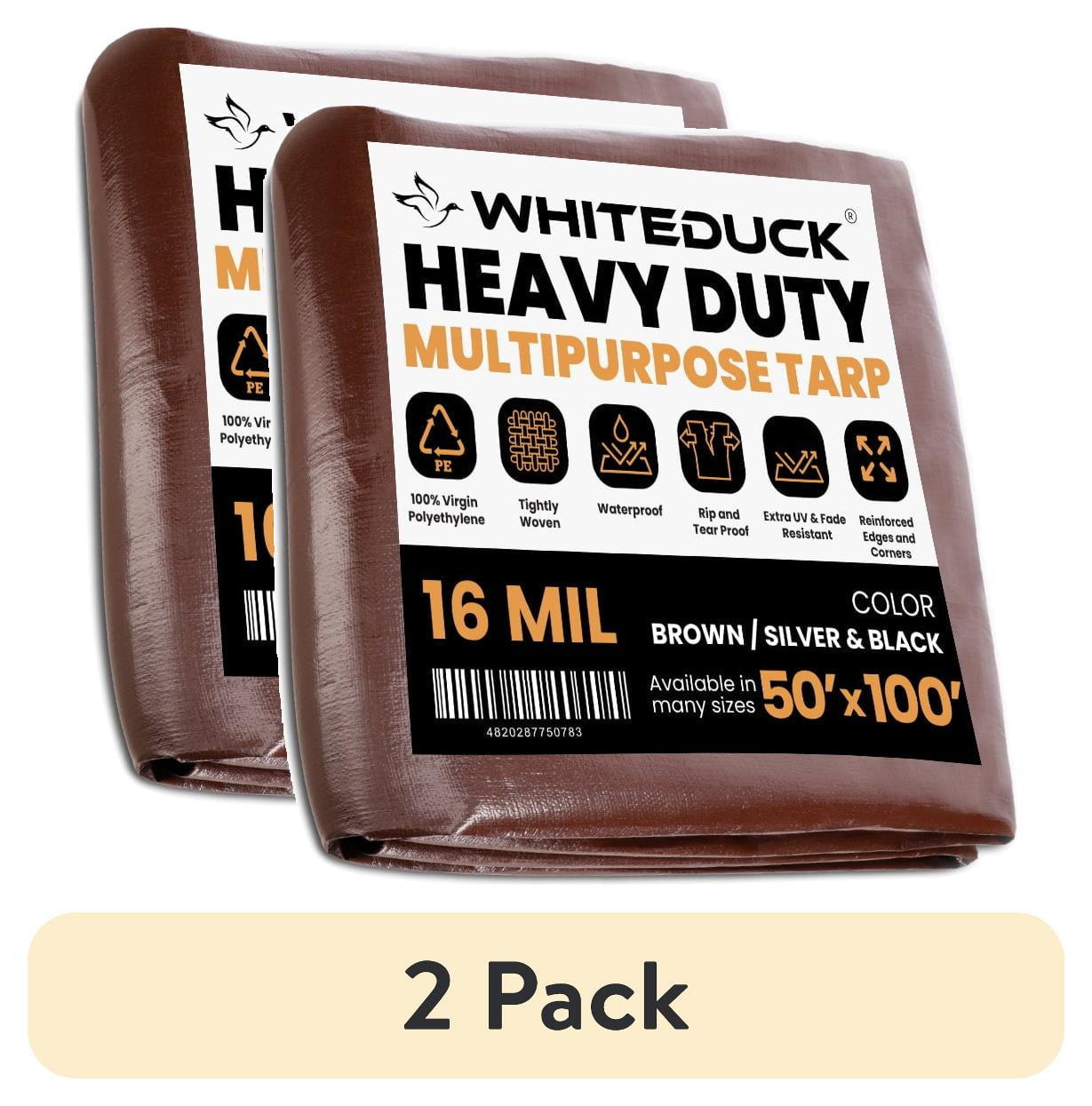 (2 pack) WHITEDUCK 50' x 100' Heavy Duty Tarp Cover Waterproof - 16 Mil ...