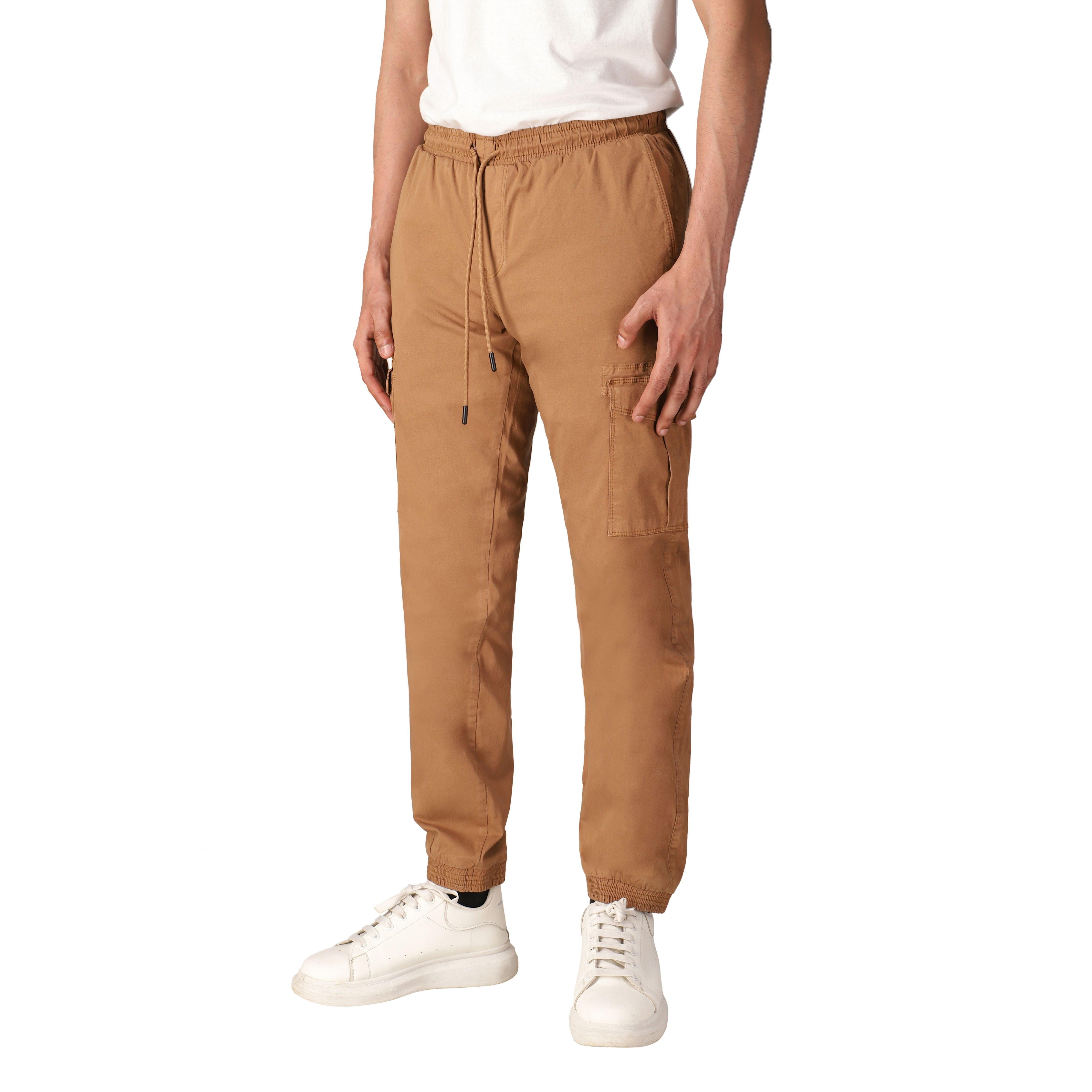 WHITEDUCK Jogger Pants for Men - Relaxed Fit Cotton Drawstring Cargo ...