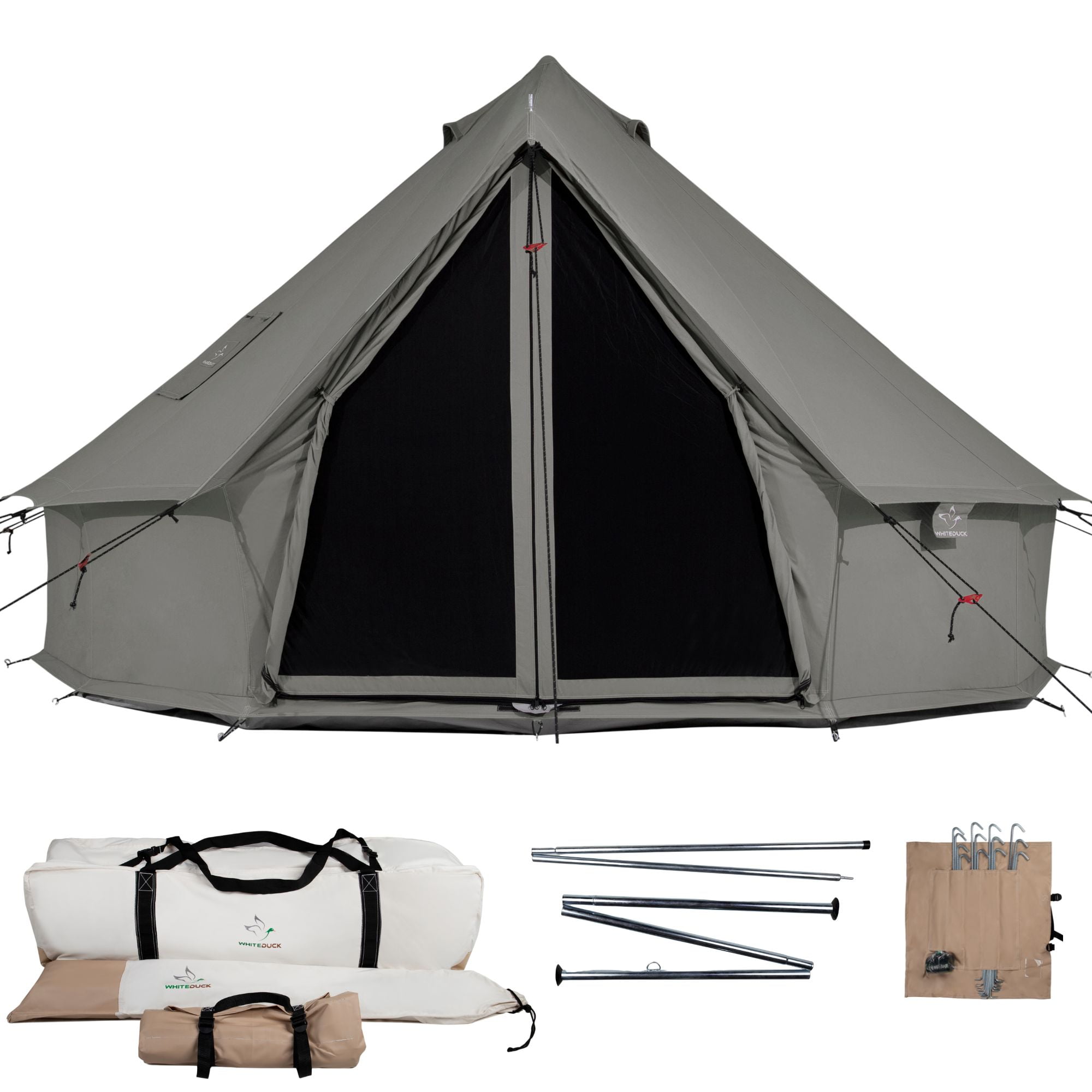 WHITEDUCK Regatta Canvas Bell Tent w/Stove Jack, Boulder Gray, 16.5 ...