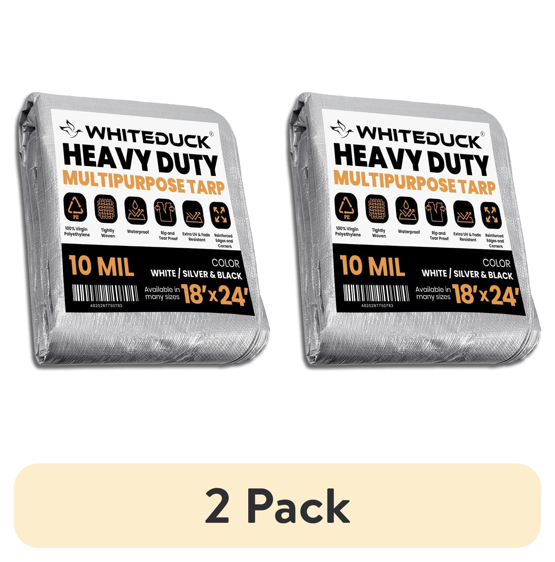 (2 pack) WHITEDUCK Super Heavy Duty Poly Tarp 10 Mil - Silver & Black ...