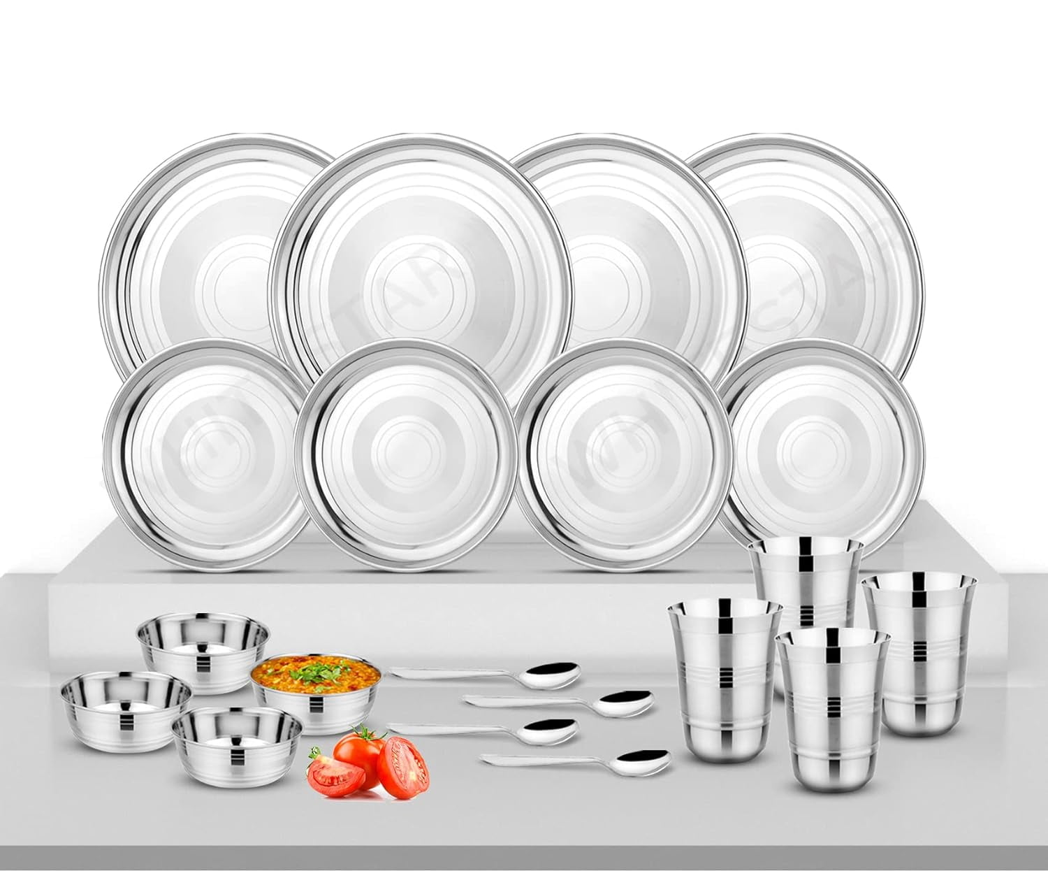 WHITESTAR High Grade 202 Stainless Steel Dinner Set of 20 Pieces Silver ...