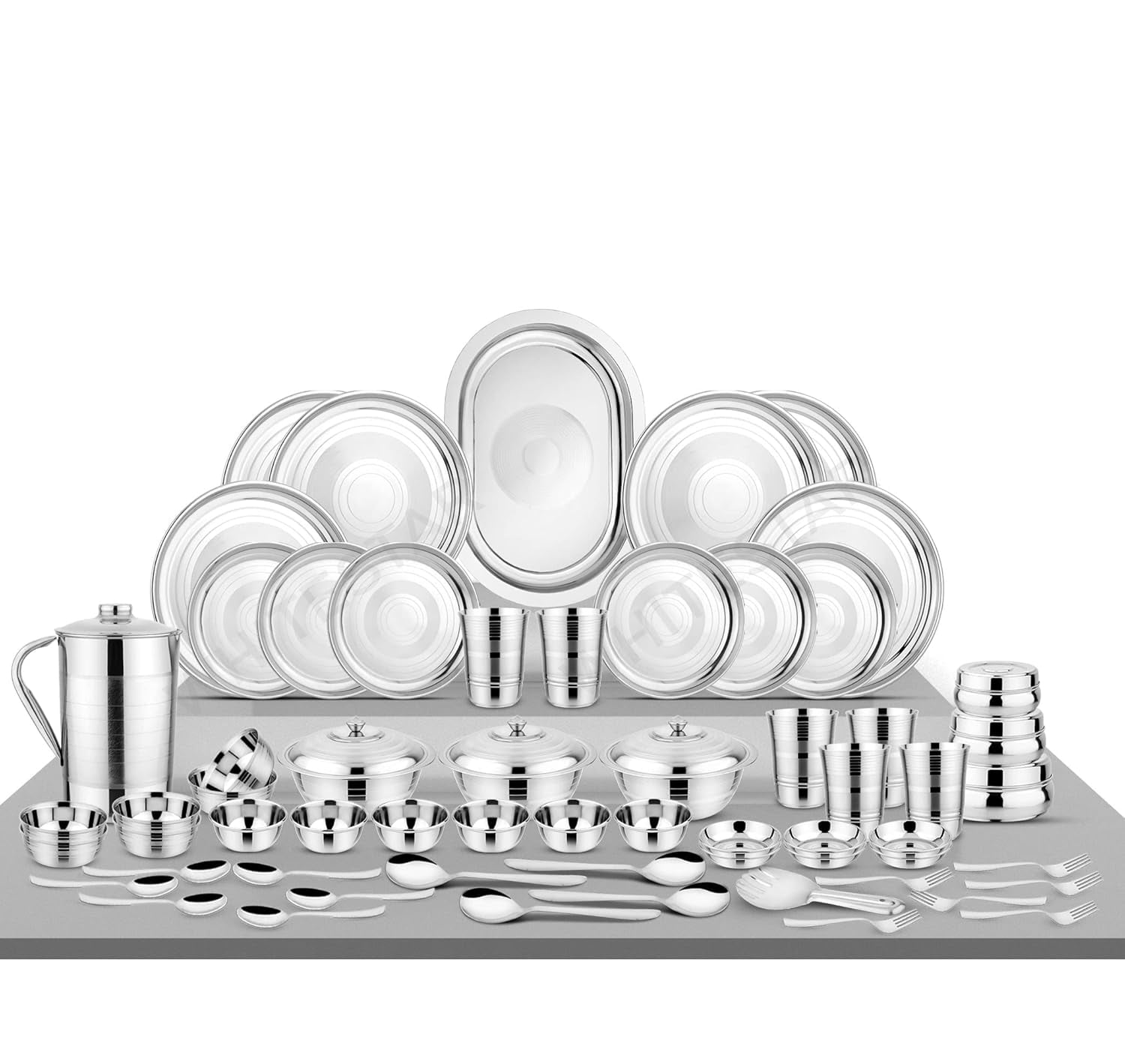 WHITESTAR High Grade 202 Stainless Steel Dinner Set of 61 Pieces Silver ...