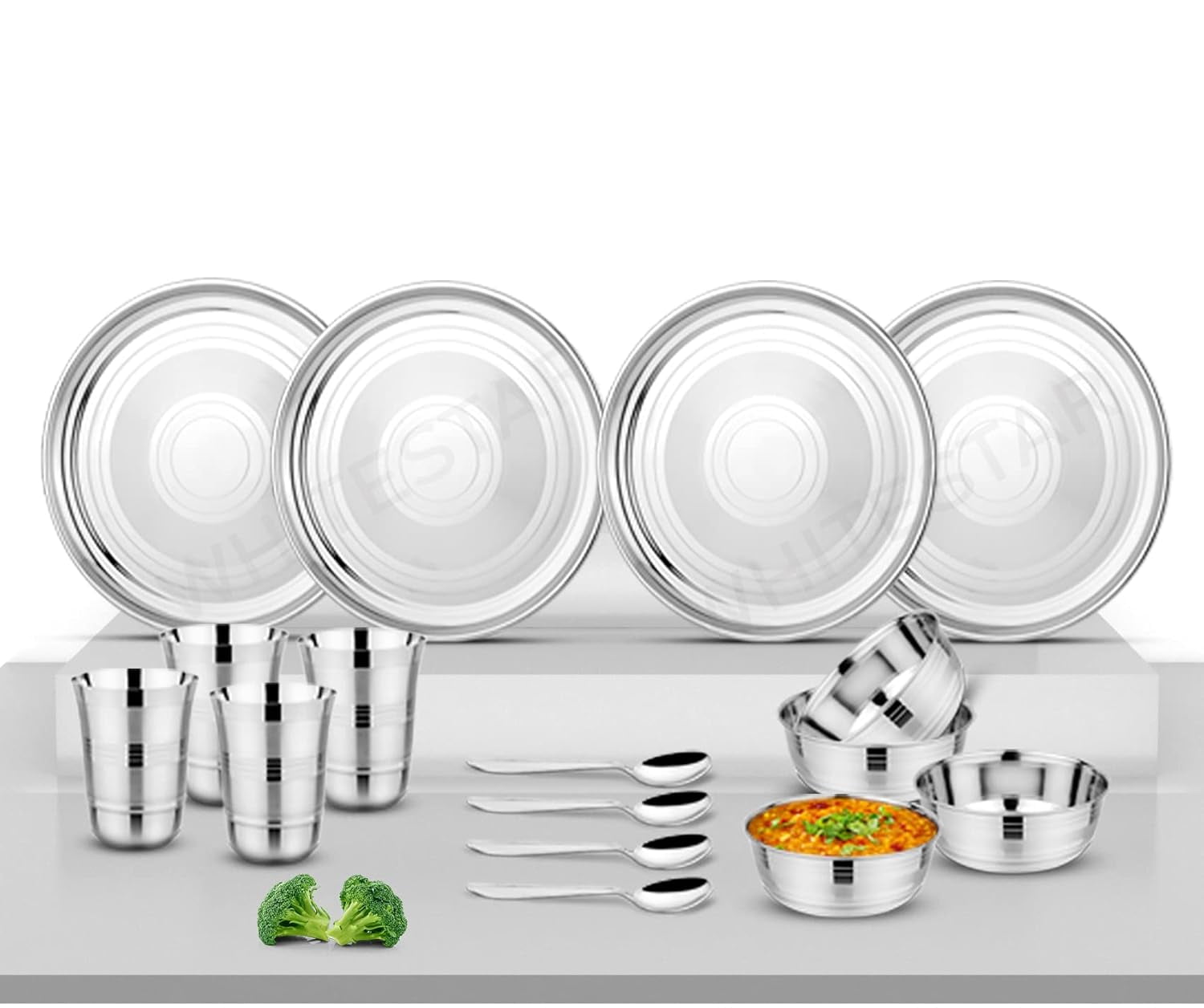 WHITESTAR High Grade Stainless Steel Dinnerware Set for Kitchen Set of ...
