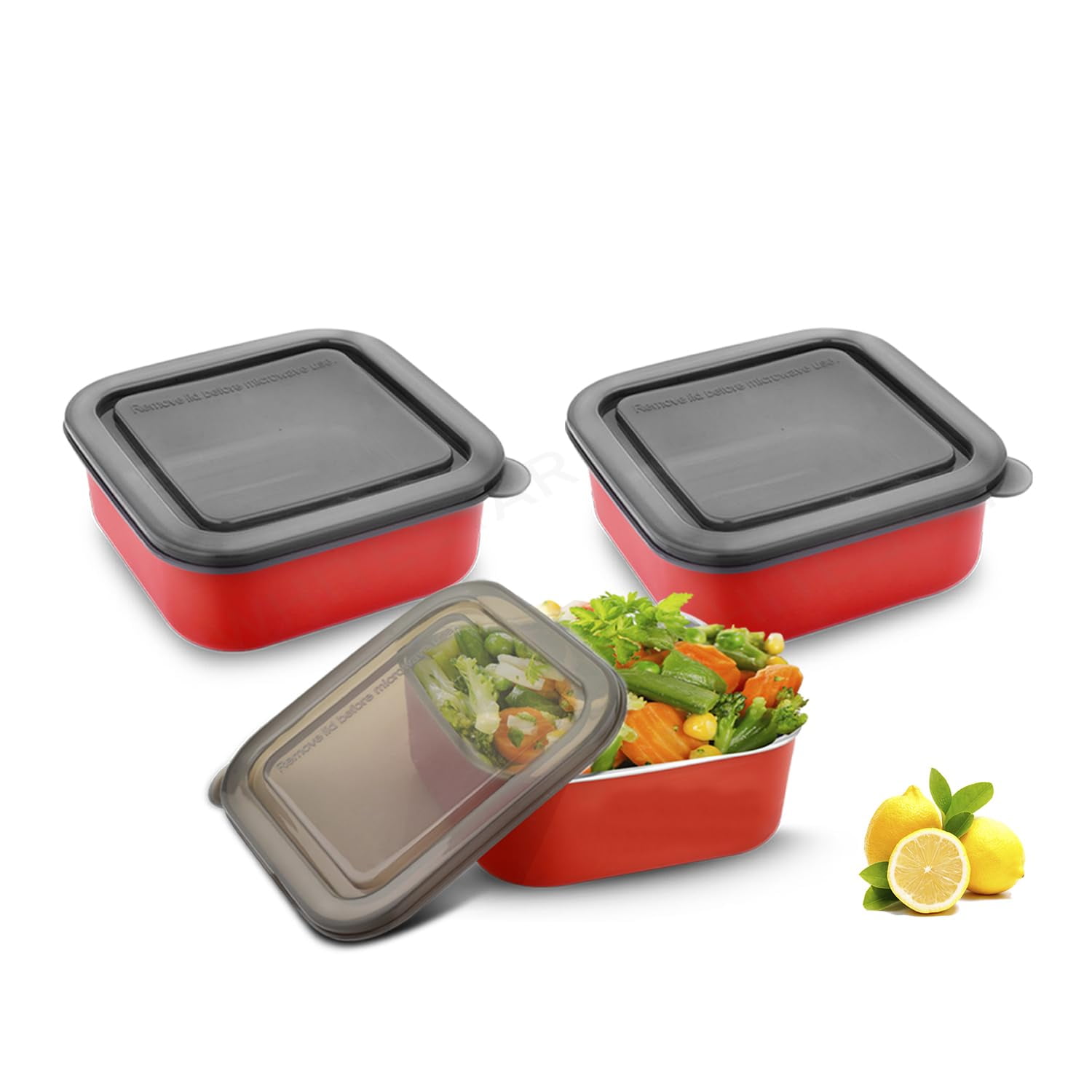 WHITESTAR Stainless Steel Airtight Food Storage Containers Set of 3 Pcs ...