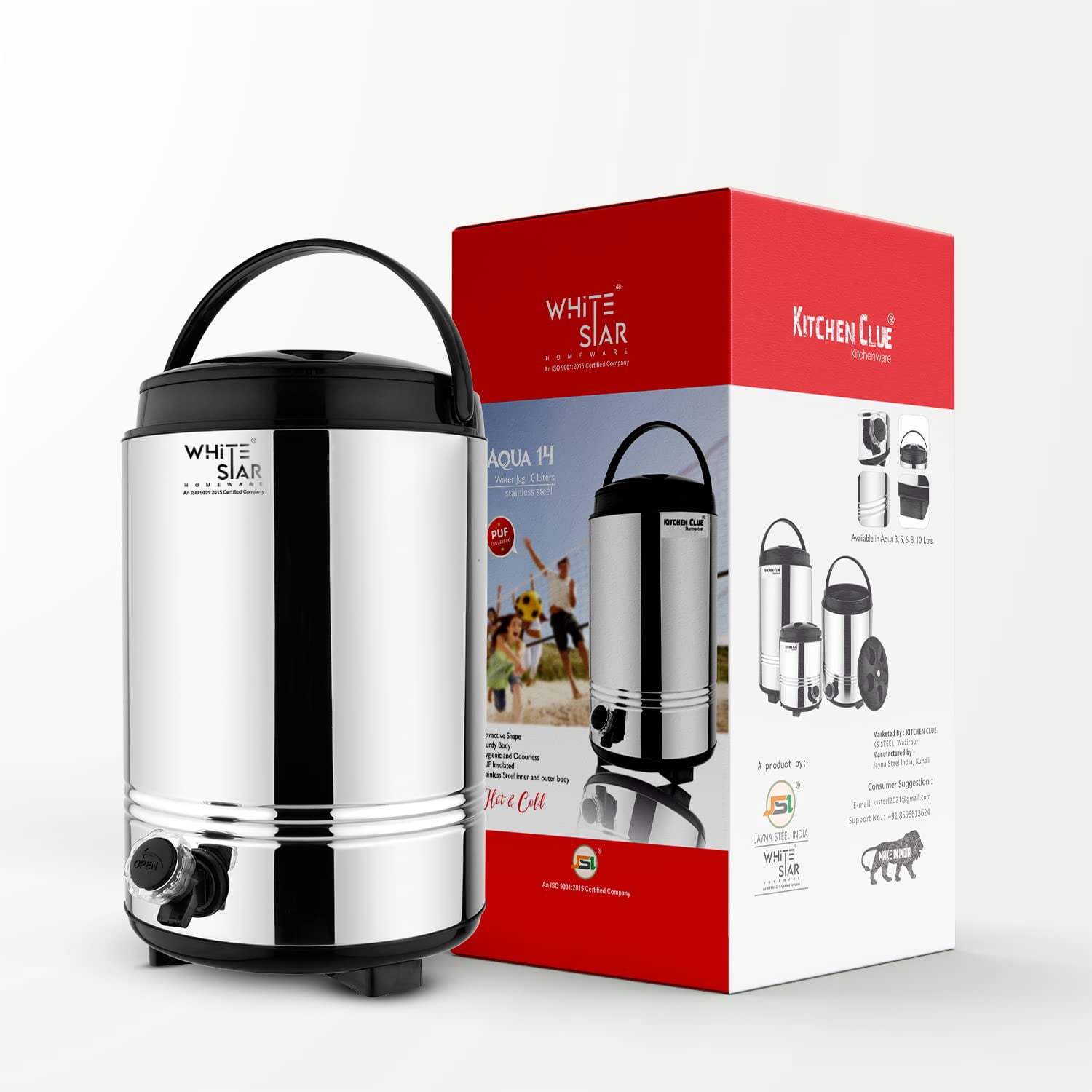 WHITESTAR Stainless Steel Water CamperWater Jug for Home Kitchen Office ...