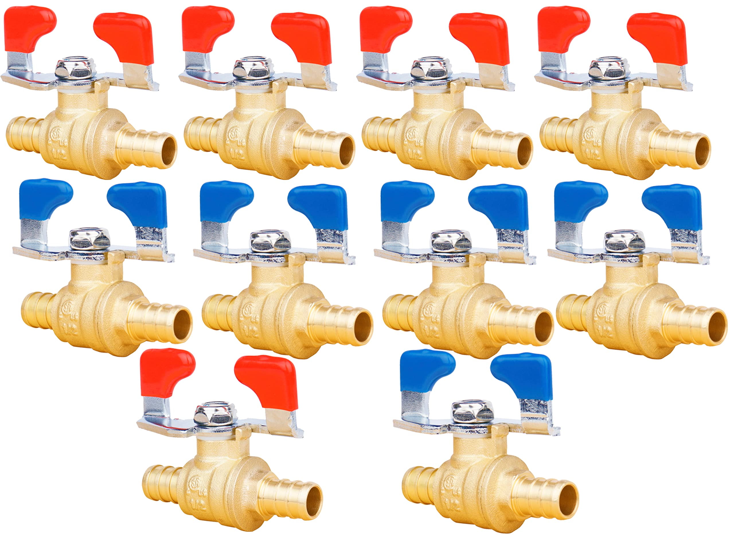 WHK 10 PCS Pex Ball Valve 1/2 Inch PEX Brass Full Port Shut Off Ball ...