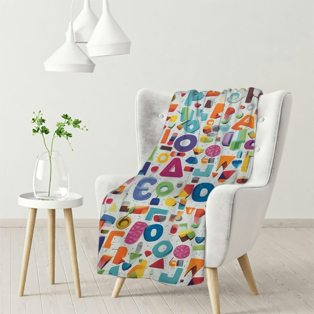 WHKANG Alphabet Throw Blanket, Asymmetric Repetition of Simple Colorful ...