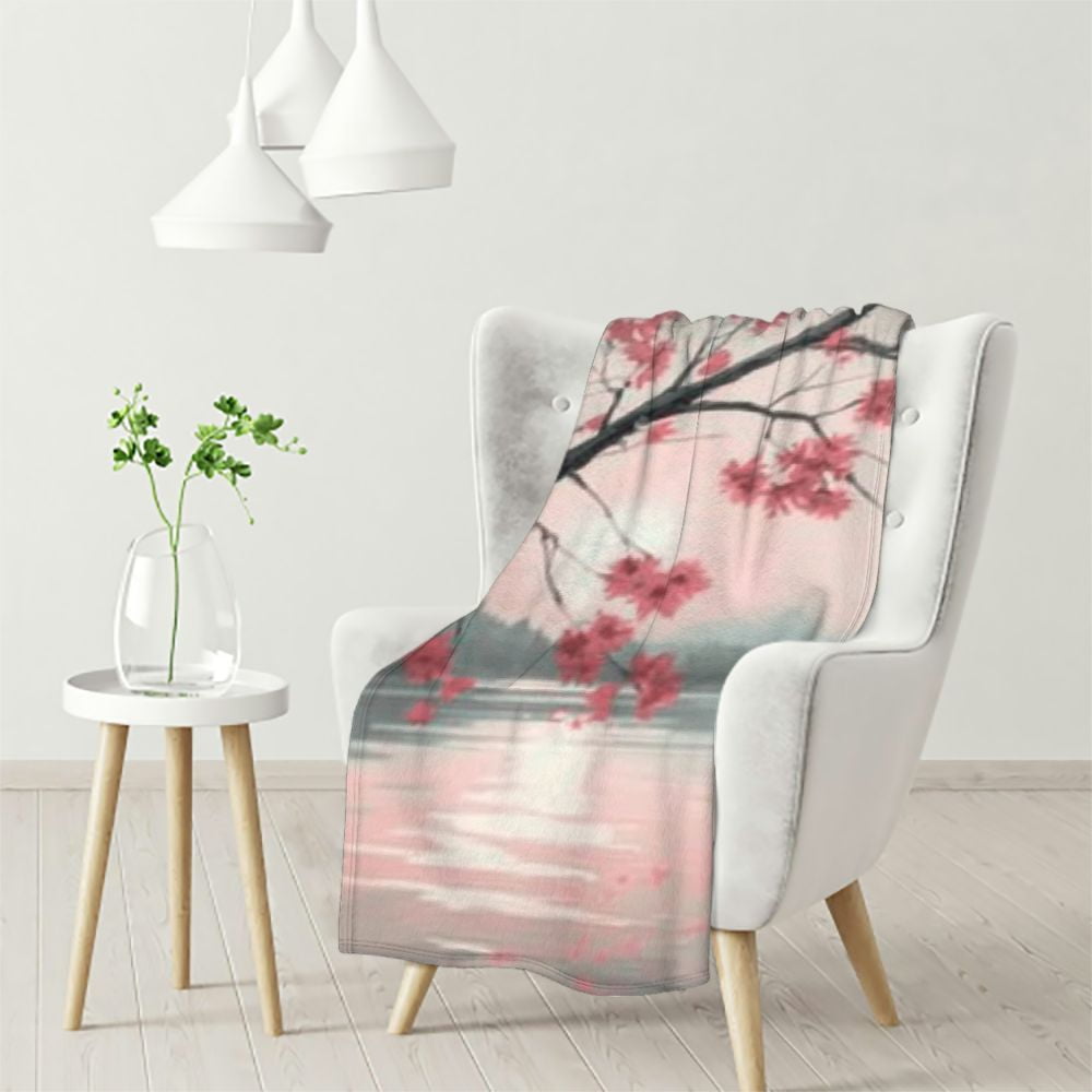 WHKANG Bamboo and Cherry Blossoms Tree Zen Pattern Keep Warm Blanket ...