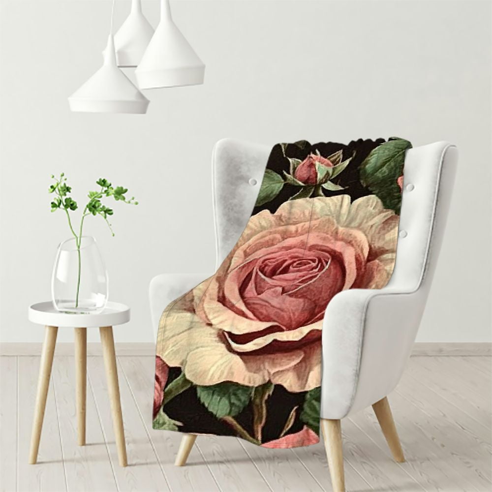 WHKANG Blanket Vintage Elegant Popular Rose Floral Throw Blankets for ...