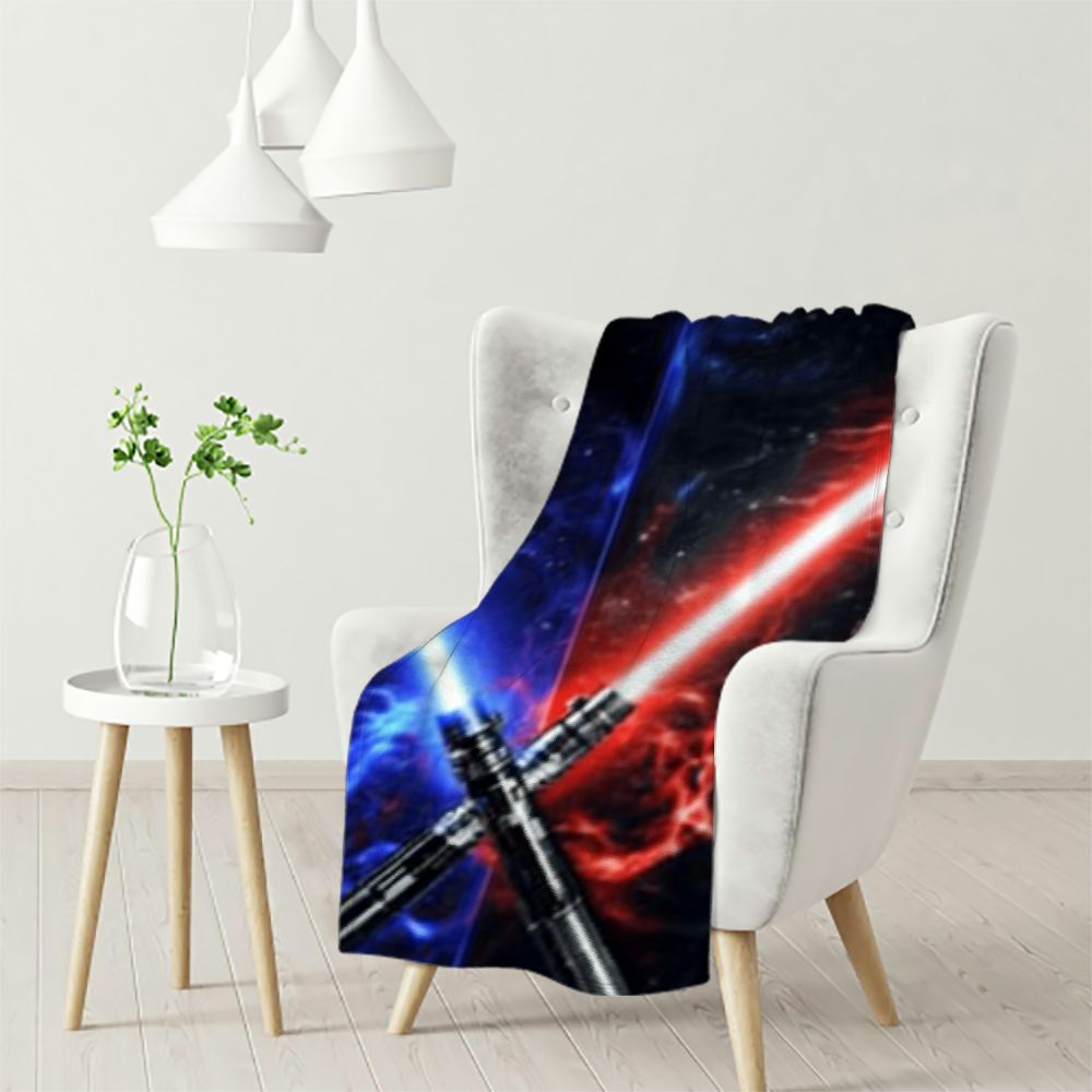 WHKANG Blue Red Lightsaber Blanket,Neon Glowing Lightning Glitter Throw ...