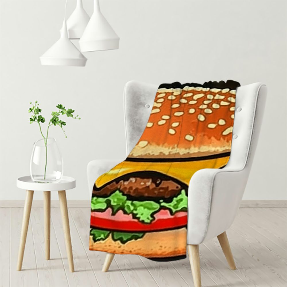 WHKANG Burgers Blanket Food Hamburger Throw Blanket Super Soft Warm ...