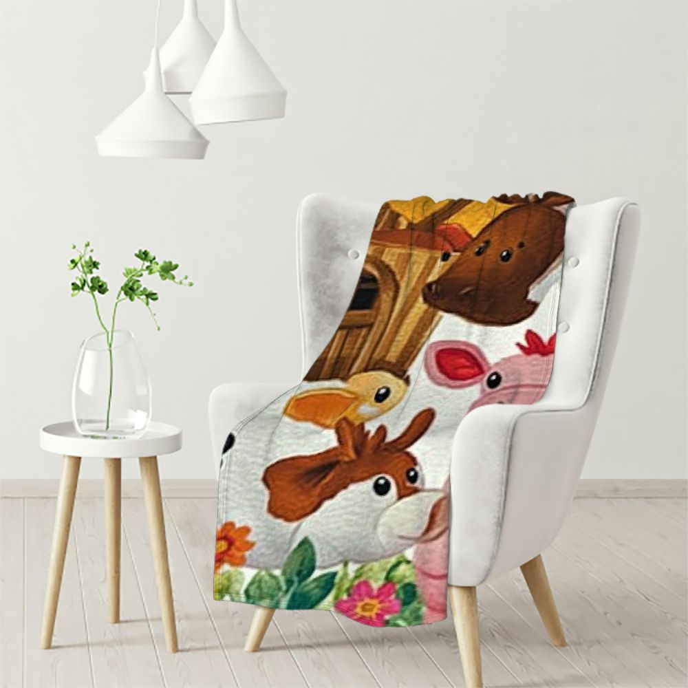 WHKANG Cartoon Animals Throw Blanket Cute Farm Animals Pig Cow Horse ...