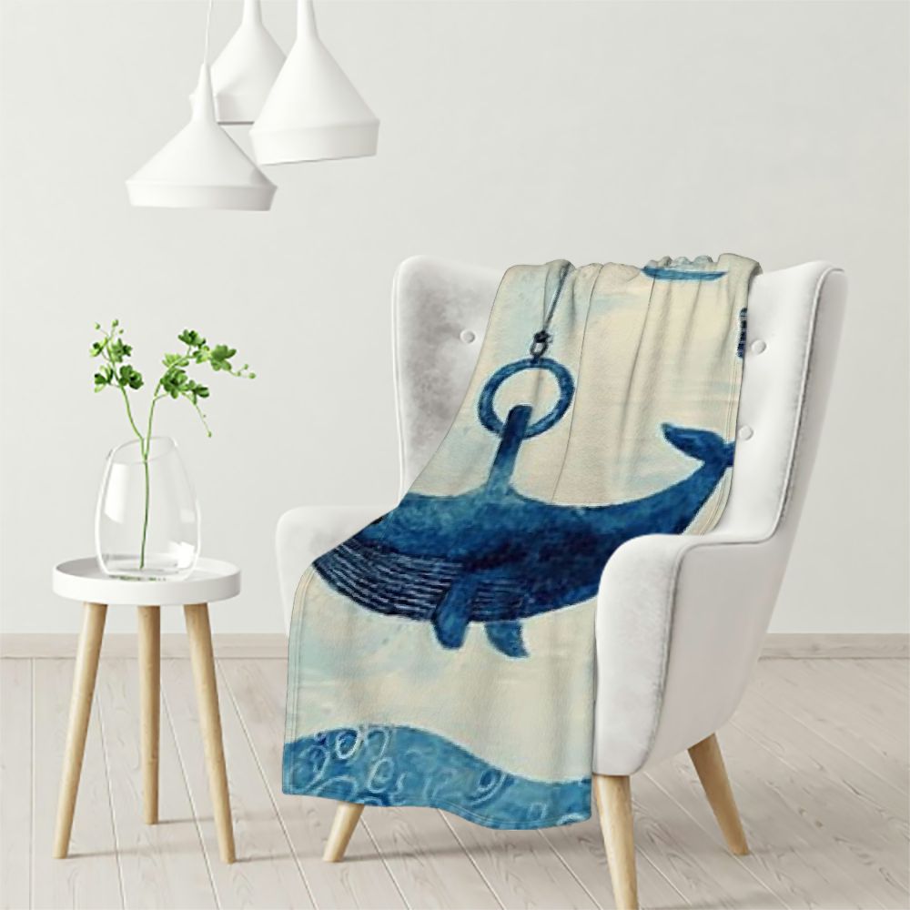 WHKANG Cartoon Whale Throw Blanket,Sea Life Cute Boat Ship Nautical ...
