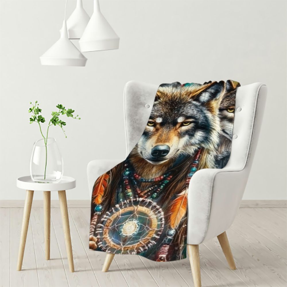 WHKANG Custom Catcher Blanket - Blanket - Indian Throw Blankets - Wolf ...