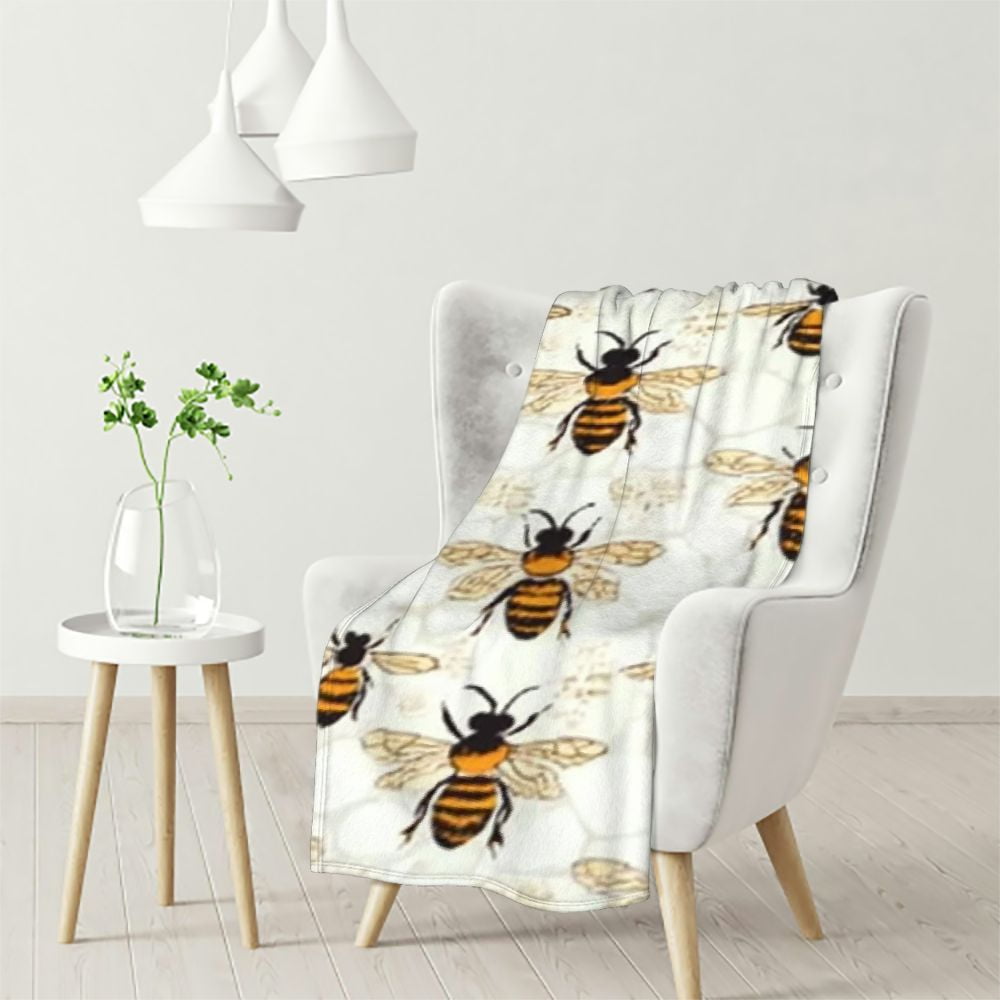 WHKANG Cute Bee Sofa Throw Blanket Flannel Super Soft Warm Bedspread ...