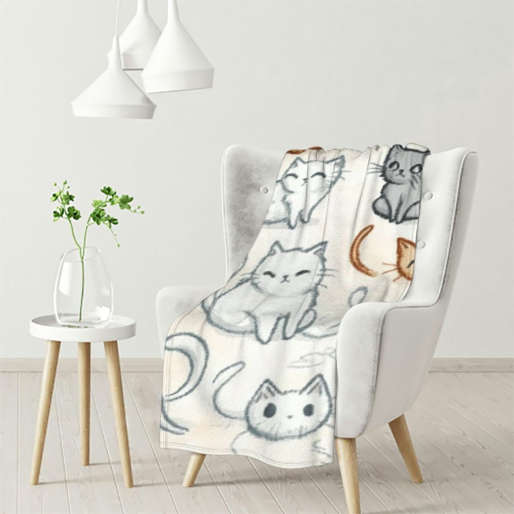 WHKANG Cute Cat Blanket Animals Pet Pattern Gifts for Kitten Lovers ...