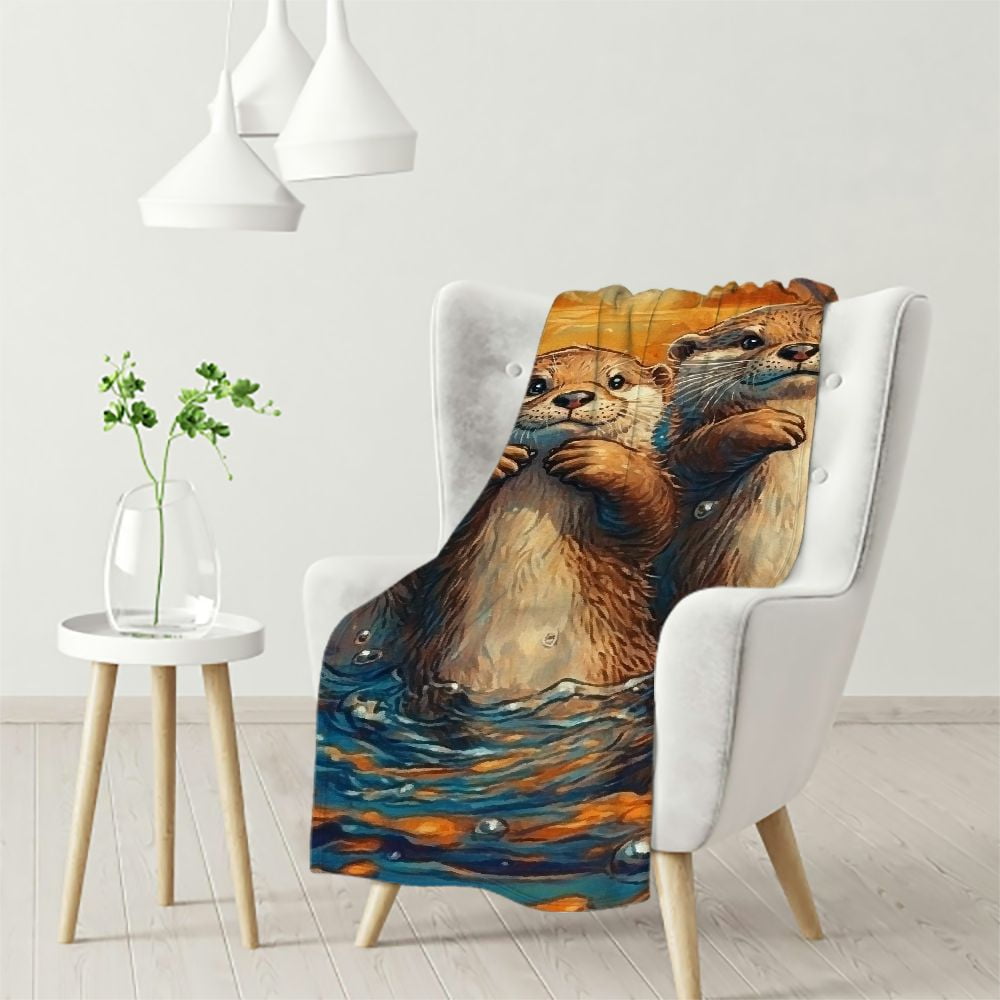WHKANG Cute Sea Otter Blanket for Kids Adults Animal Otters Party Throw ...