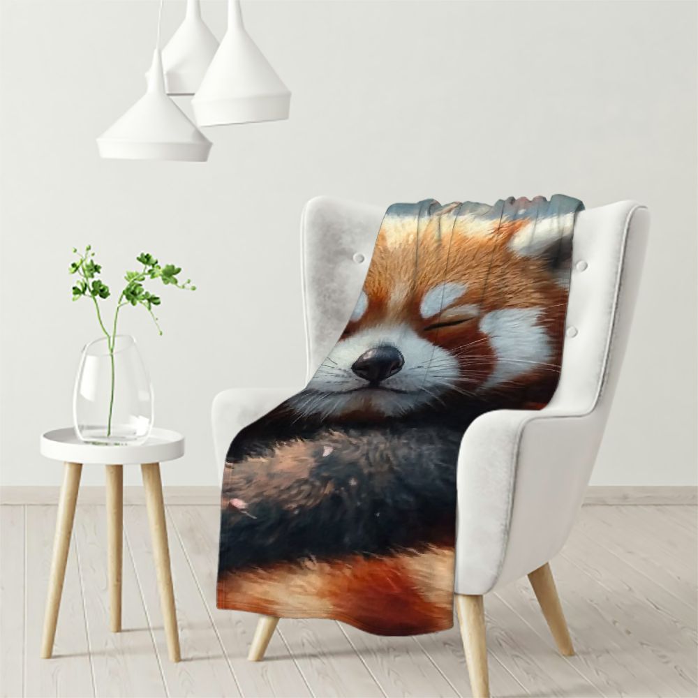 WHKANG Cute Sleeping Red Panda in Cherry Blossoms Throw Blanket Bedding ...