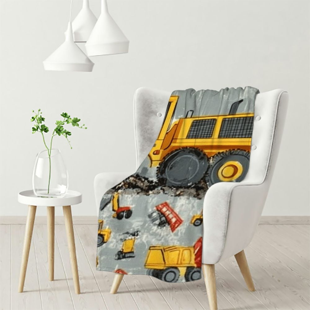 WHKANG Excavators Blanket Cartoon Cars Trucks Construction Tractor ...