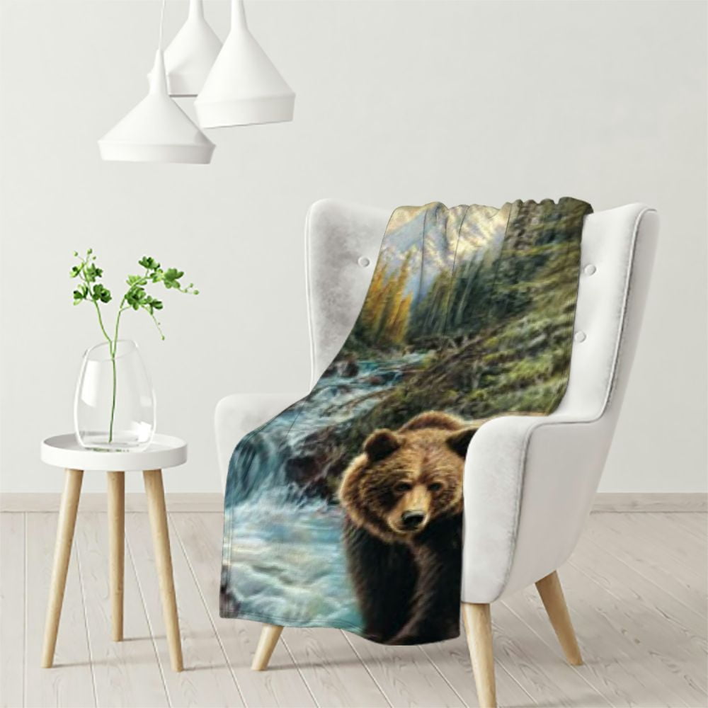 WHKANG Forest Bear Throw Blankets, Wildlife Cozy Warm Bed Couch Blanket ...