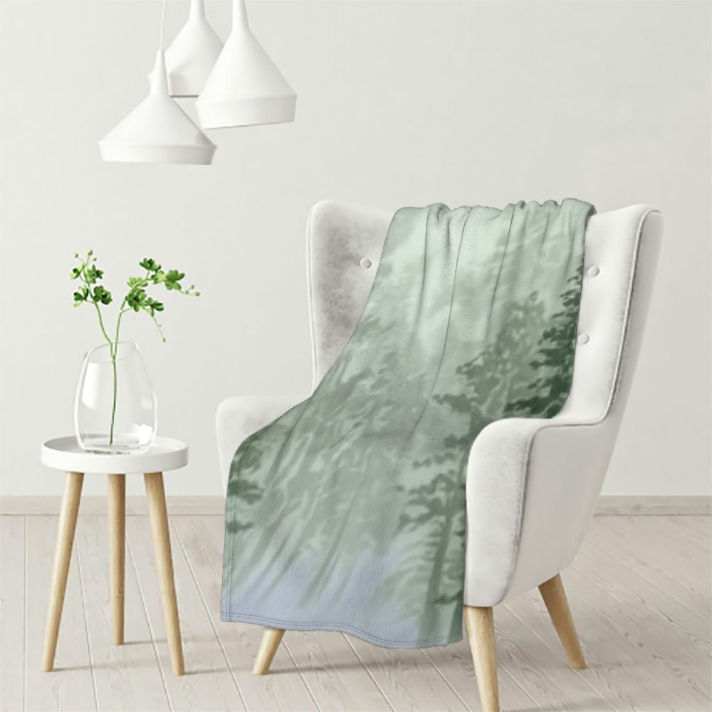 WHKANG Green Forest Tree Flannel Blankets,Ink and Wash Design Forest ...