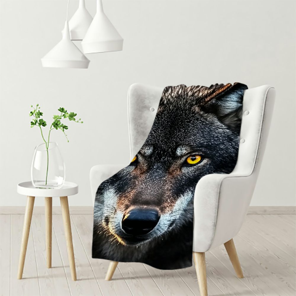 WHKANG Grey Wolf Blanket Animal Art Blanket Soft Fuzzy Plush Throw ...