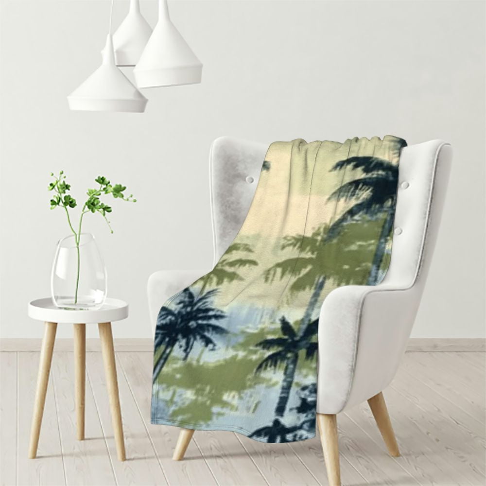 WHKANG Hawaiian Style Coconut Palm Green Throw Blanket for Couch Bed ...