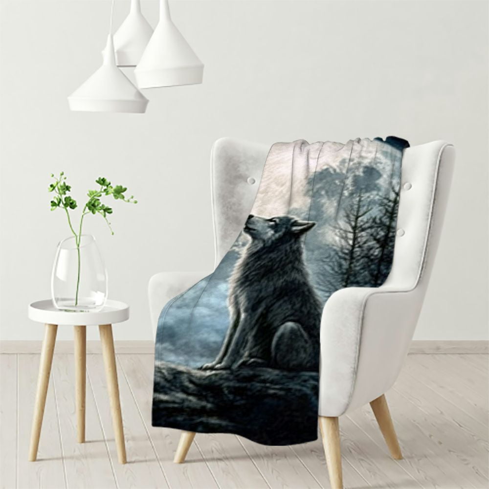 WHKANG Heavy Howling Wolf Pattern-Plush Thick Pound Soft Blanket for ...