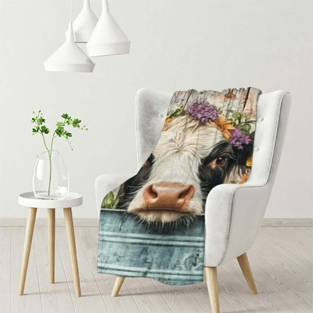 WHKANG Highland Cow Blanket Cute Farm Animal Cow Print Gifts Throw ...