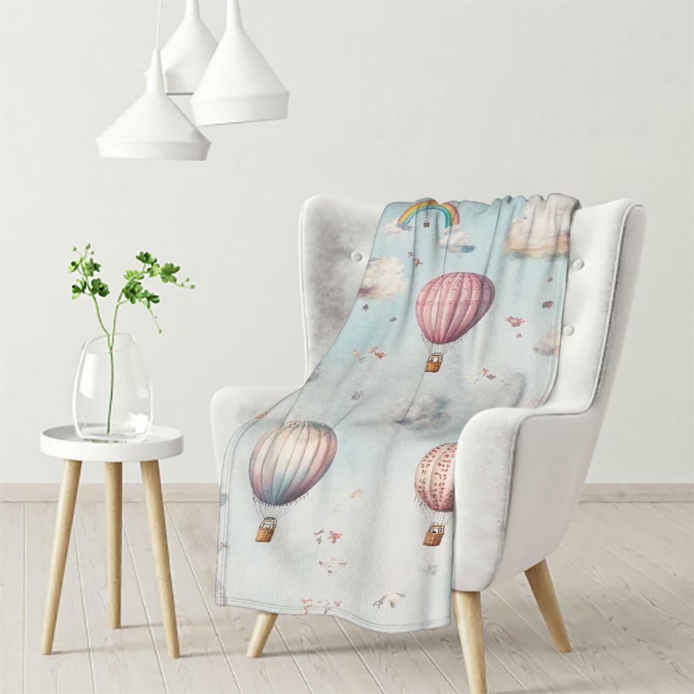 WHKANG Hot Air Balloon Fuzzy Blanket Kids Cute Throw Blanket Cartoon ...