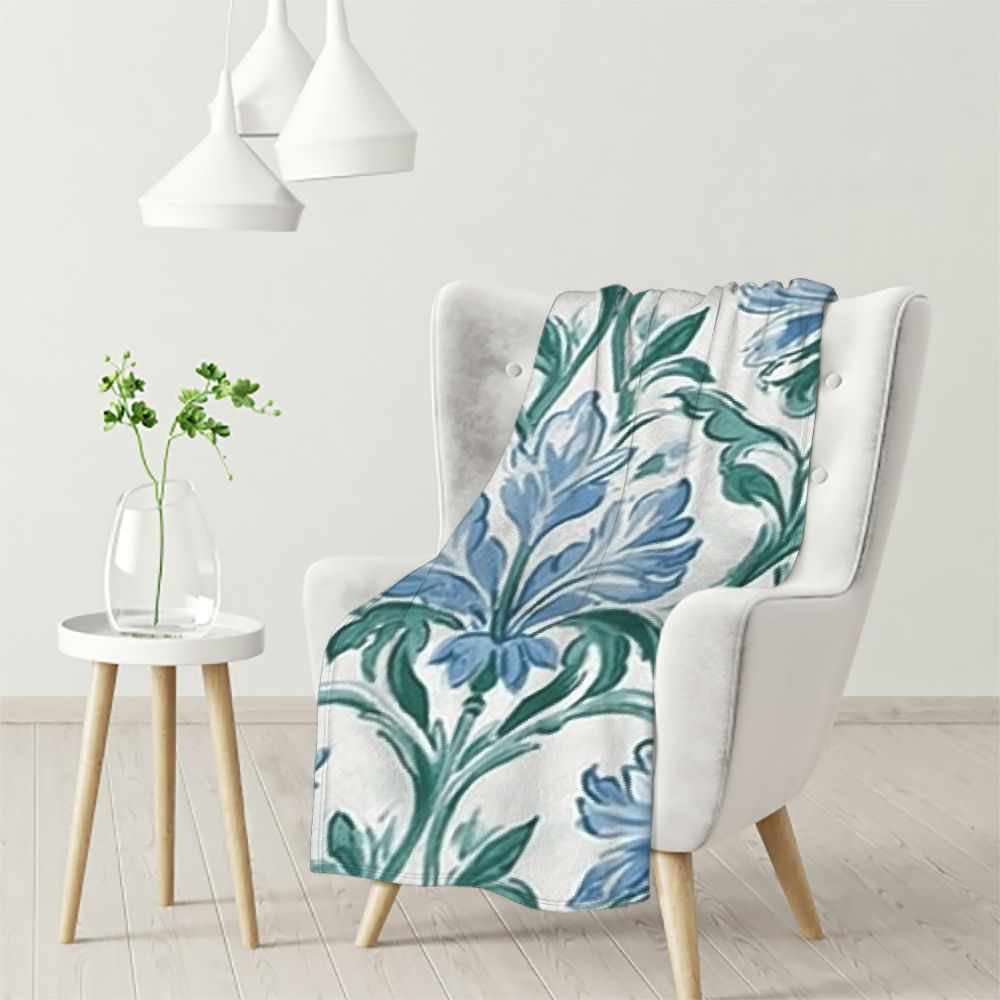 WHKANG Indigo Blue Lotus Flower Bed Throws Blankets Japanese ...