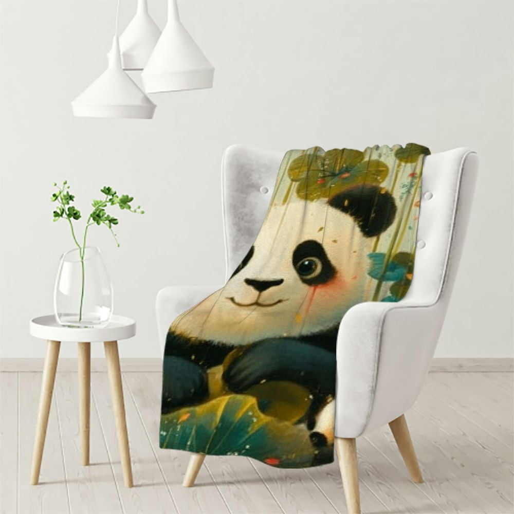 WHKANG Kids Cute Panda Throw Blanket Cartoon Panda Sherpa Blanket for ...