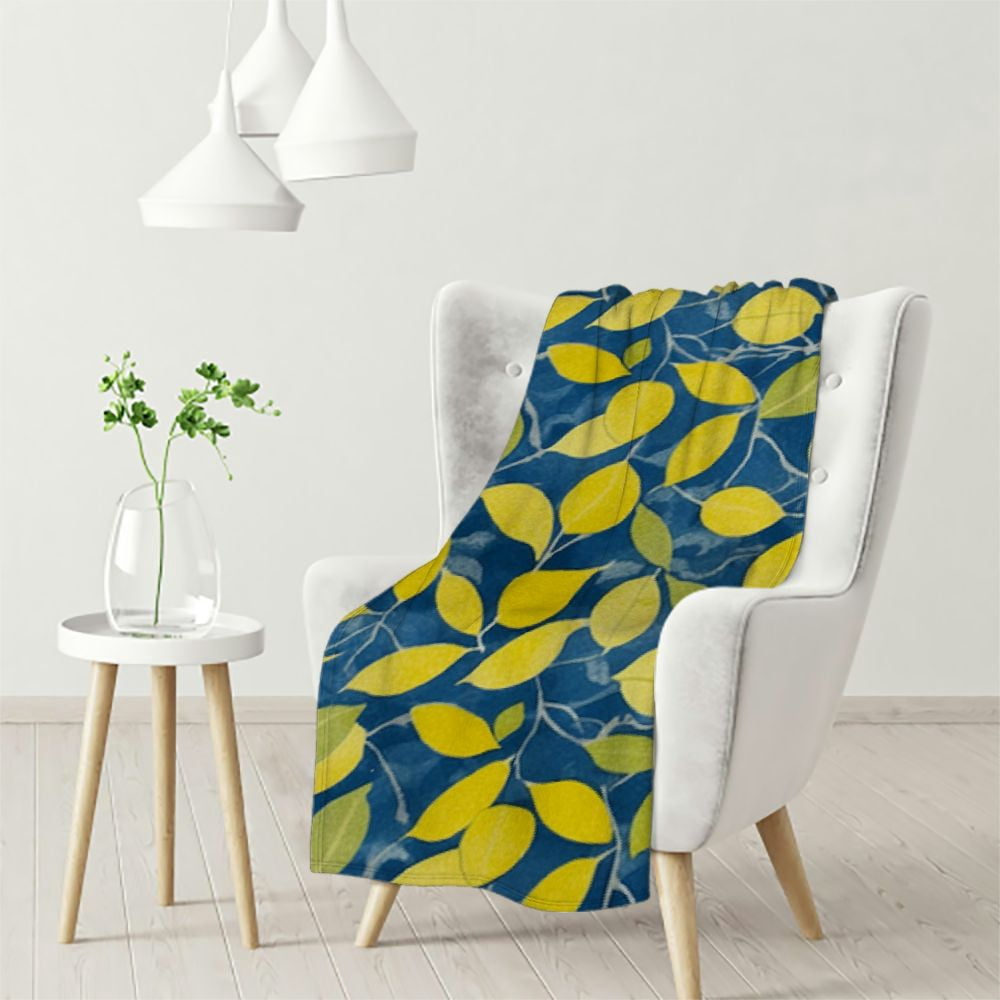 WHKANG Lemon Throw Blanket, Summer Botany Pattern with Sour Citrus ...