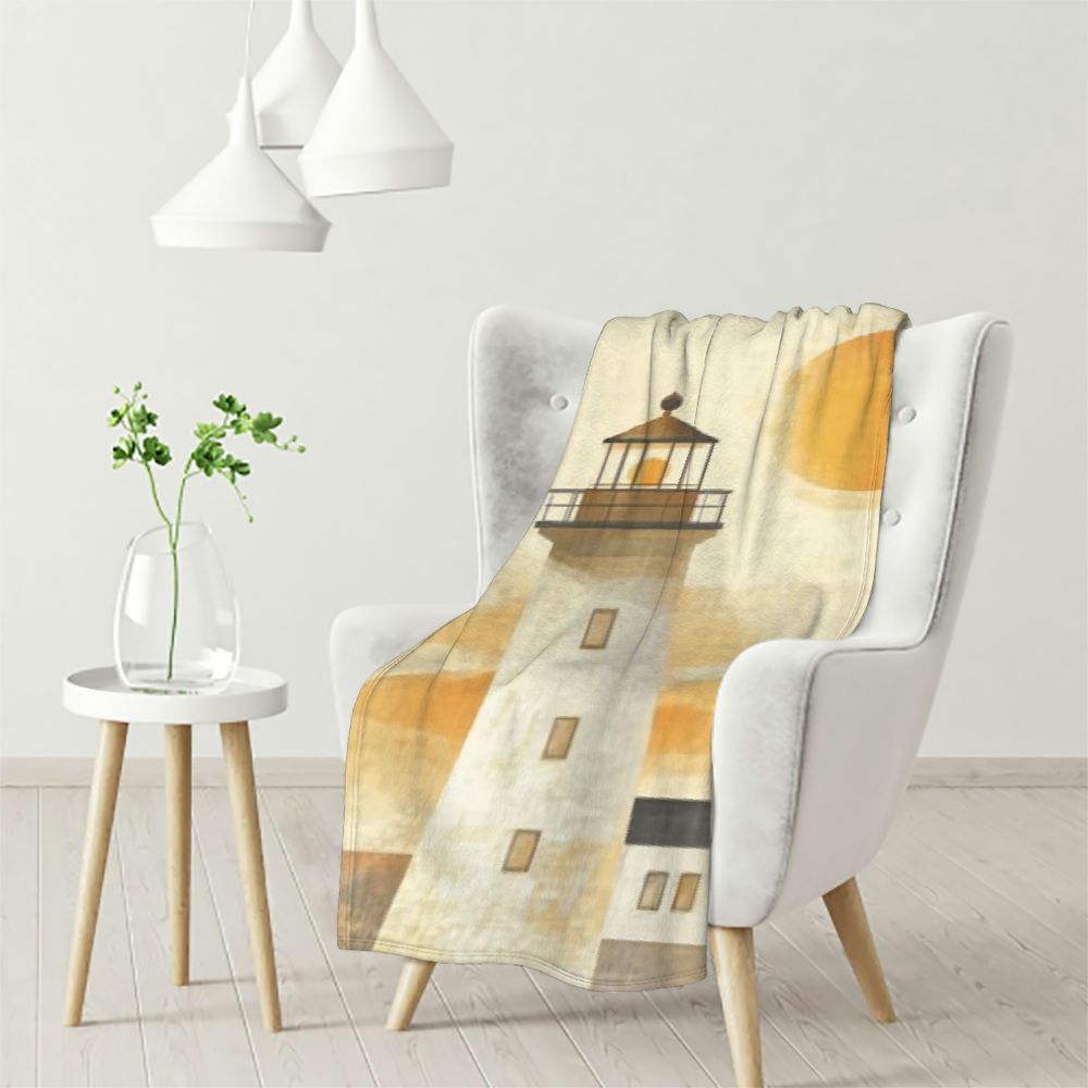 WHKANG Lighthouse Blanket, Warm Sunset Sun Yellow Throw - Soft, Warm ...