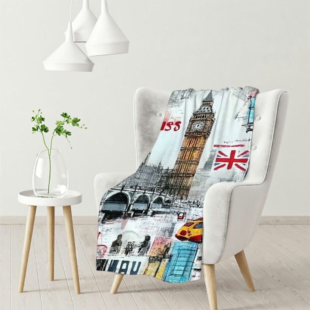 WHKANG London Themed Throw Blanket Red Retro Telephone Booth Sherpa ...