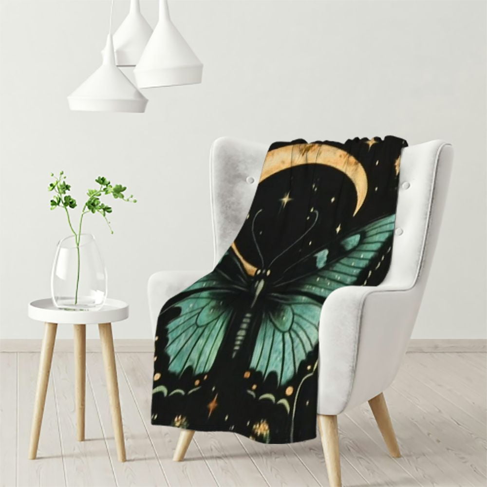 WHKANG Moon Phase Moth Blanket, Vintage Botanical Mushroom Wildflower ...