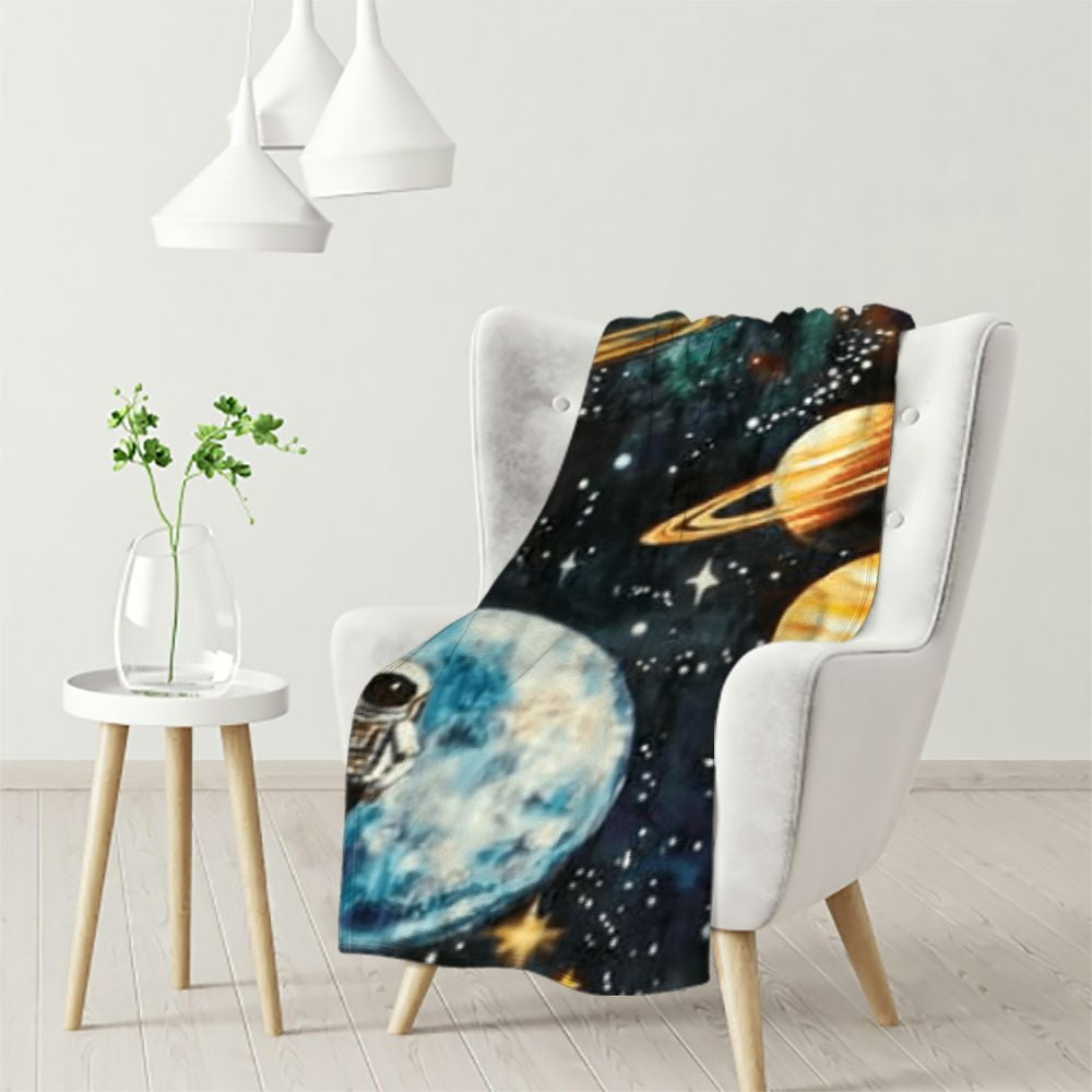 WHKANG Outer Space Blanket Kids Blanket for Boys, Constellation Solar System Planet Blanket ...