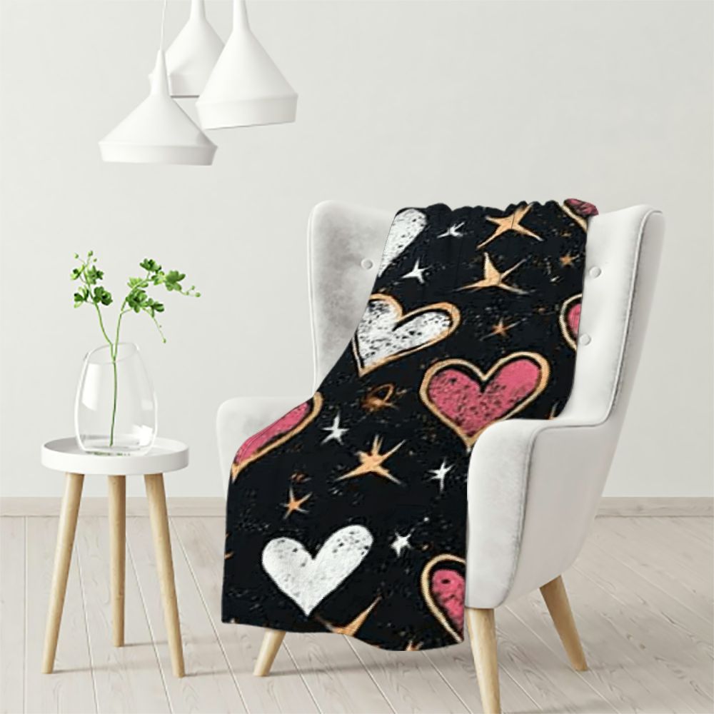 WHKANG Pink Heart Blanket Love Theme Print Flannel Throw Blankets ...